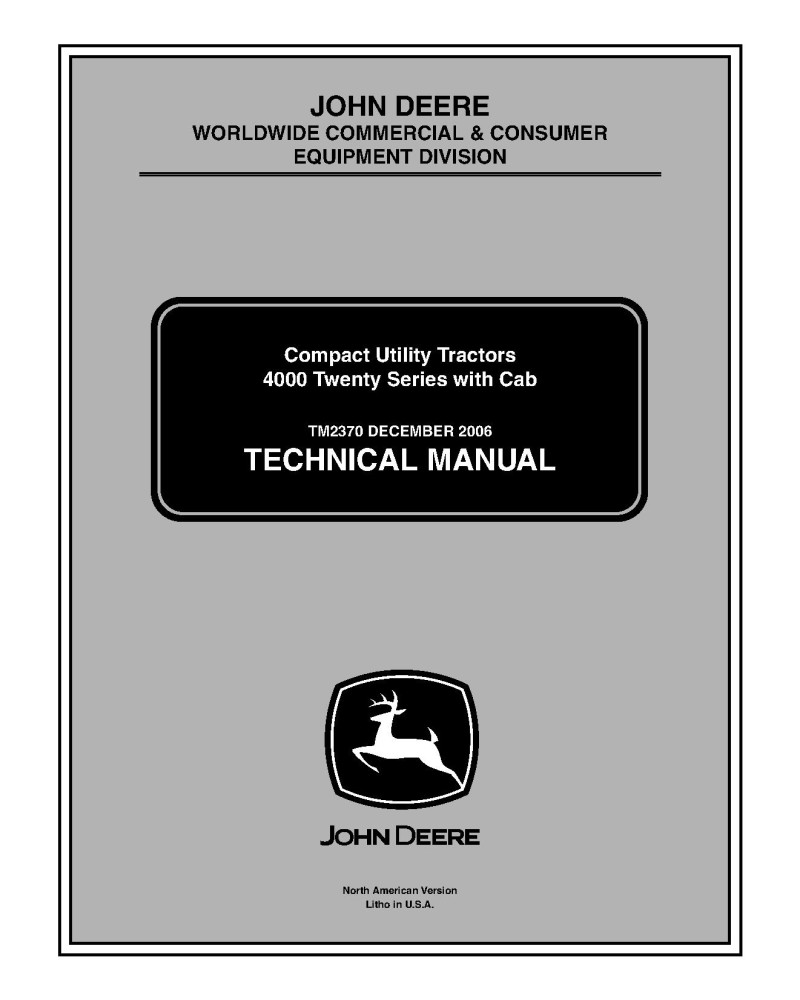 John Deere 4120, 4320, 4520 and 4720 Compact Utility Tractors Technical Manual (tm2370) download